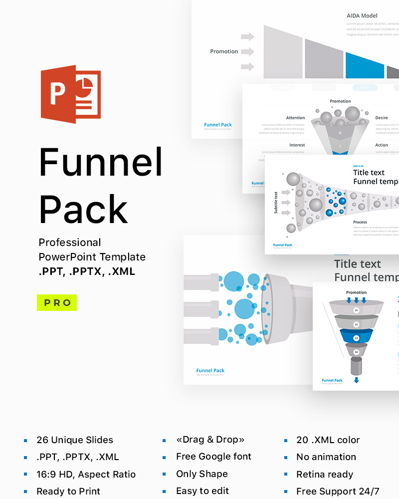 Trichterpaket - PowerPoint-Vorlage #68541 - TemplateMonster