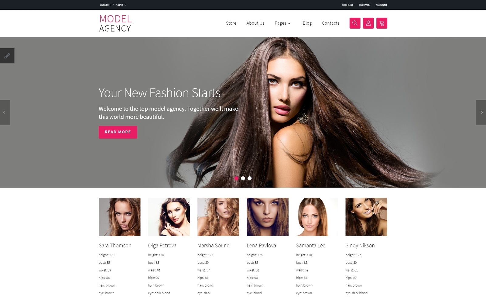 Model agency + VM Joomla Template #68721 - TemplateMonster