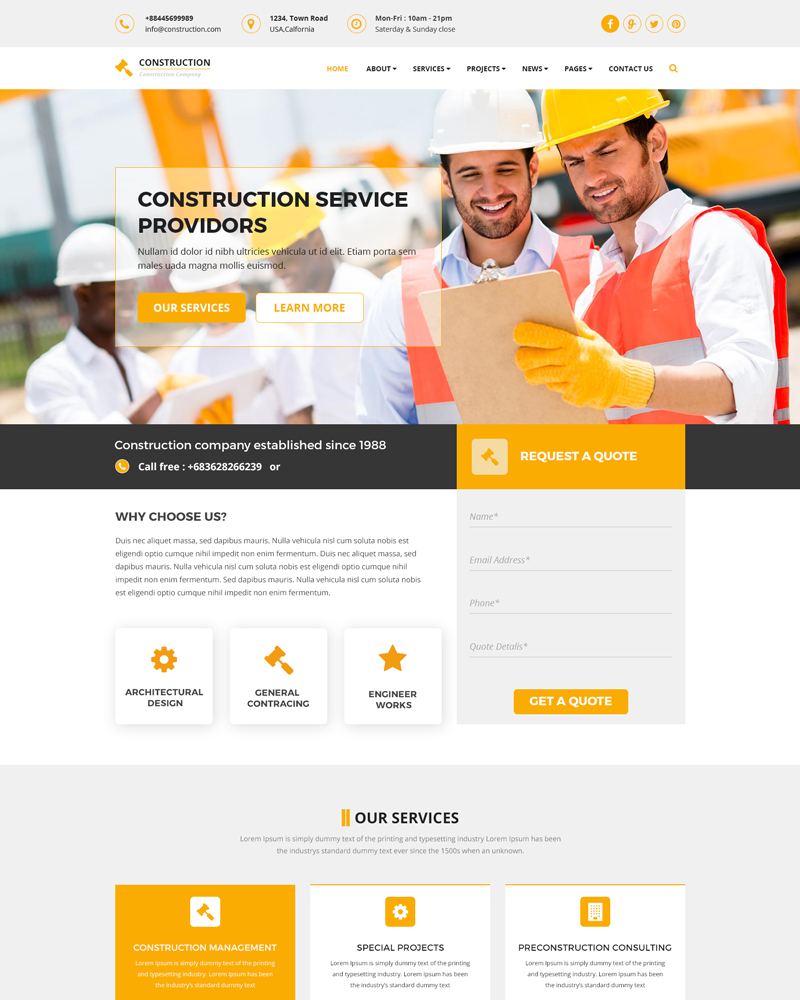 Construction - Construction & Building PSD Template
