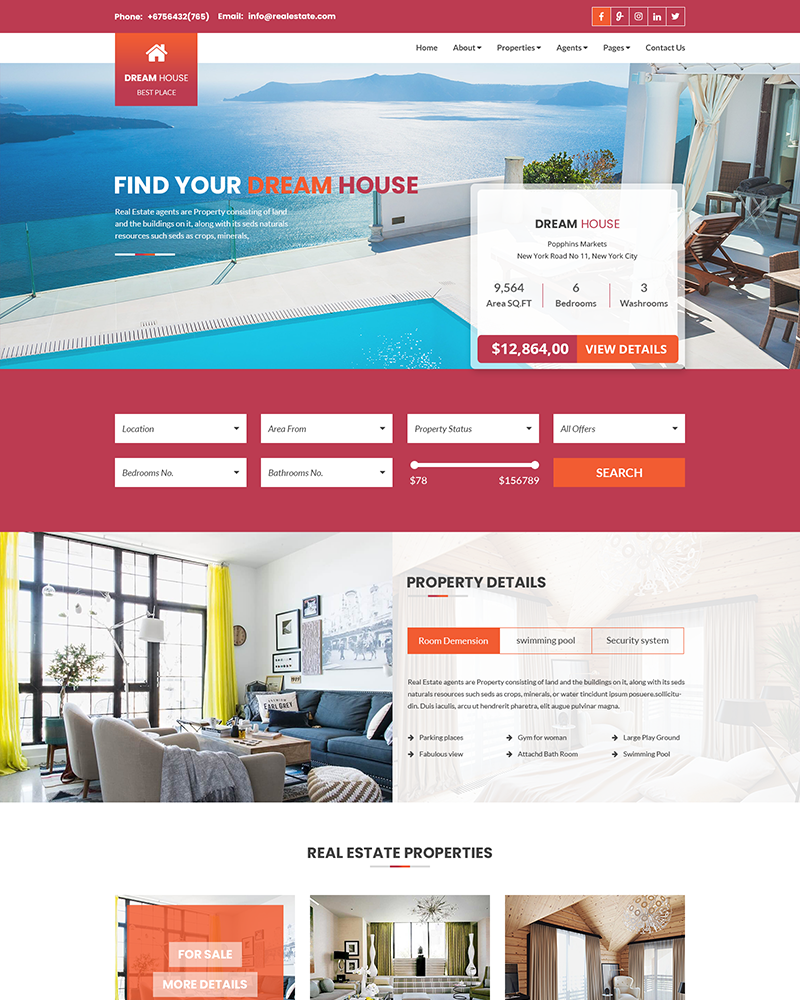 Dream House - Real Estate Business PSD Template