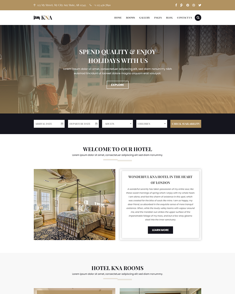 KNA - Hotel, Resort and Holiday PSD Template