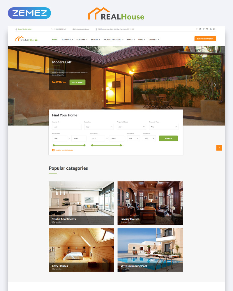 RealHouse - Real Estate Multipage HTML5 Website Template
