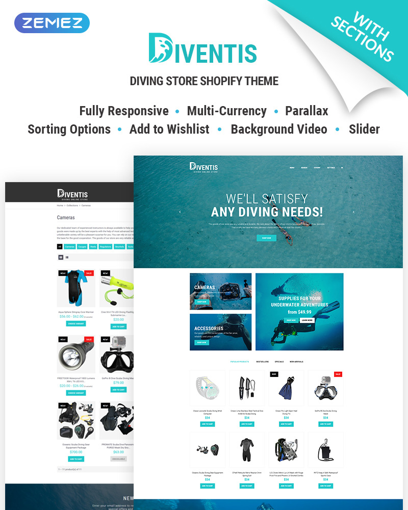Diventis - Diving Equipment Online Store Shopify Theme