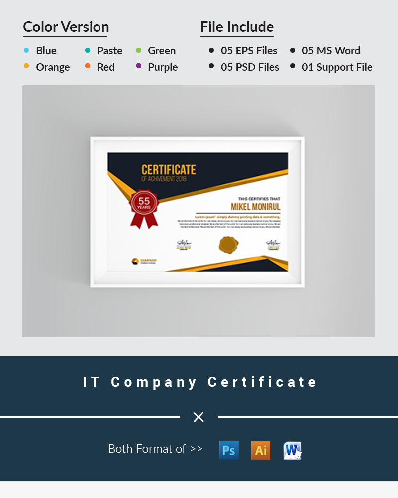 Entreprise informatique - Modèle de certificat