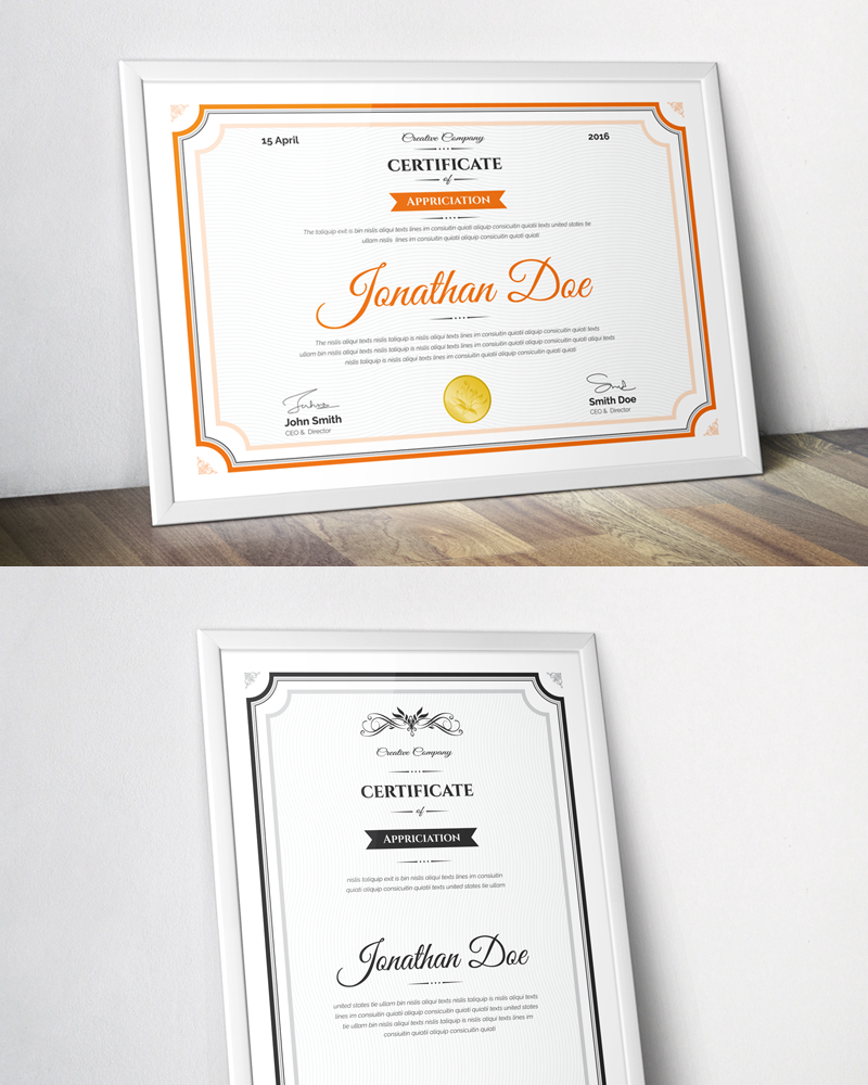 Jonathan Doe - Clean Certificate Template - TemplateMonster