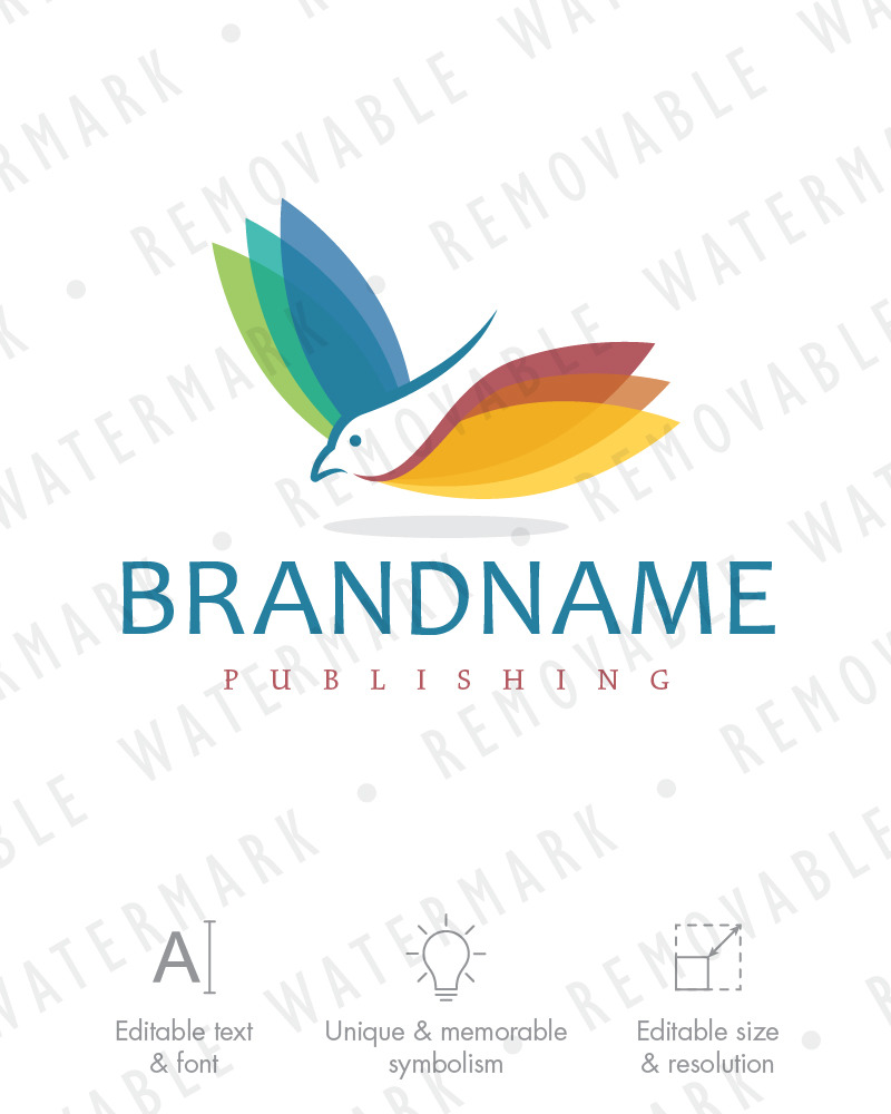 Flying Bird Book Logo Template #69885 - TemplateMonster