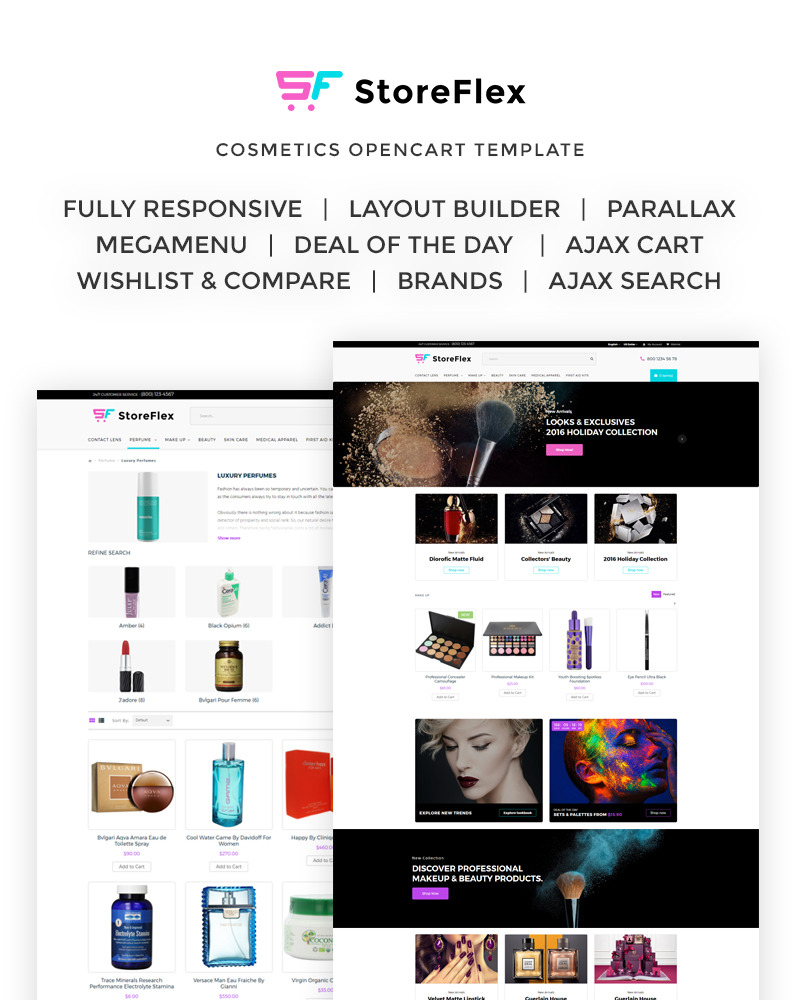 StoreFlex - Cosmetics & Makeup OpenCart Template