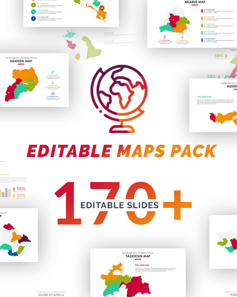Modelo de PowerPoint de pacote de mapas editável