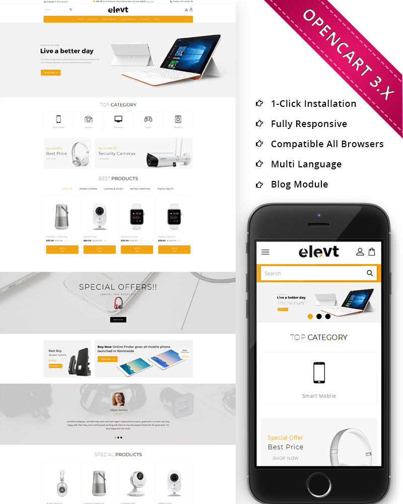 Elevt Electronic Store - Responsive OpenCart Template
