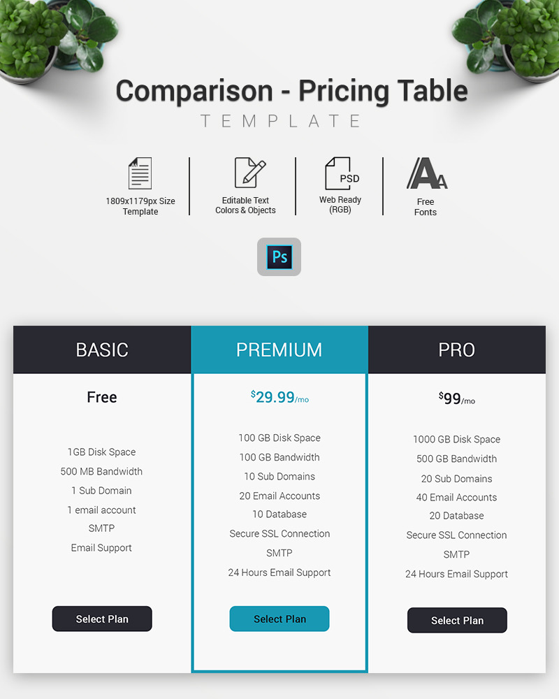Comparison – Pricing Table Infographic Elements