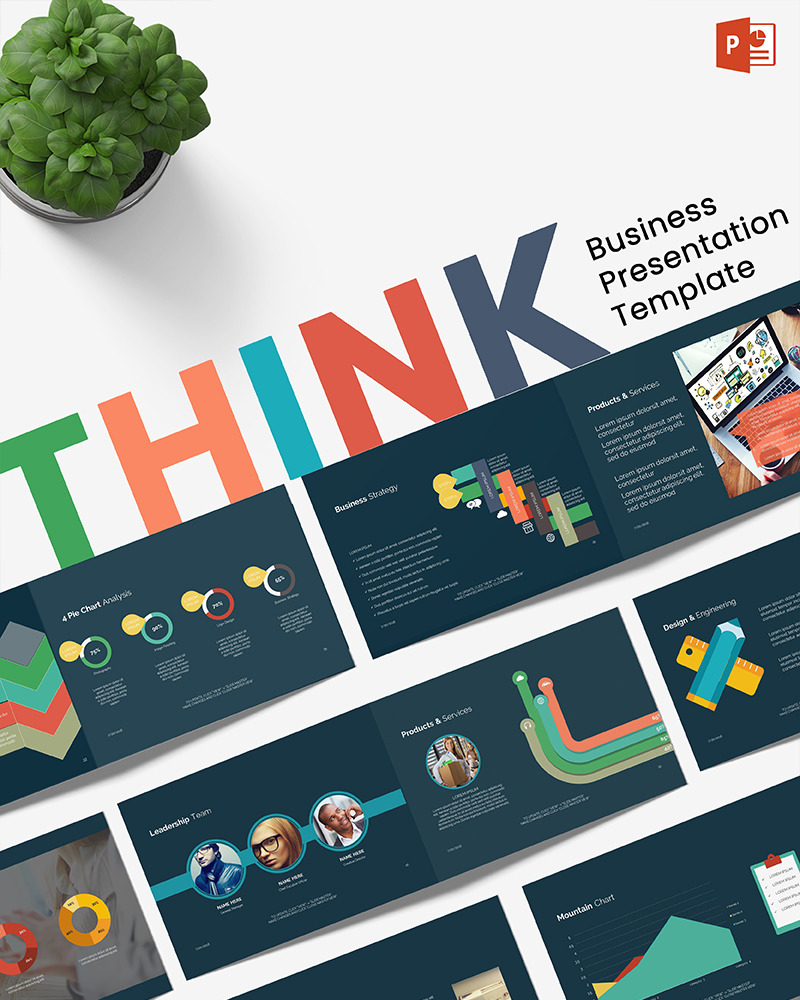 Business Think PowerPoint template #70863 - TemplateMonster