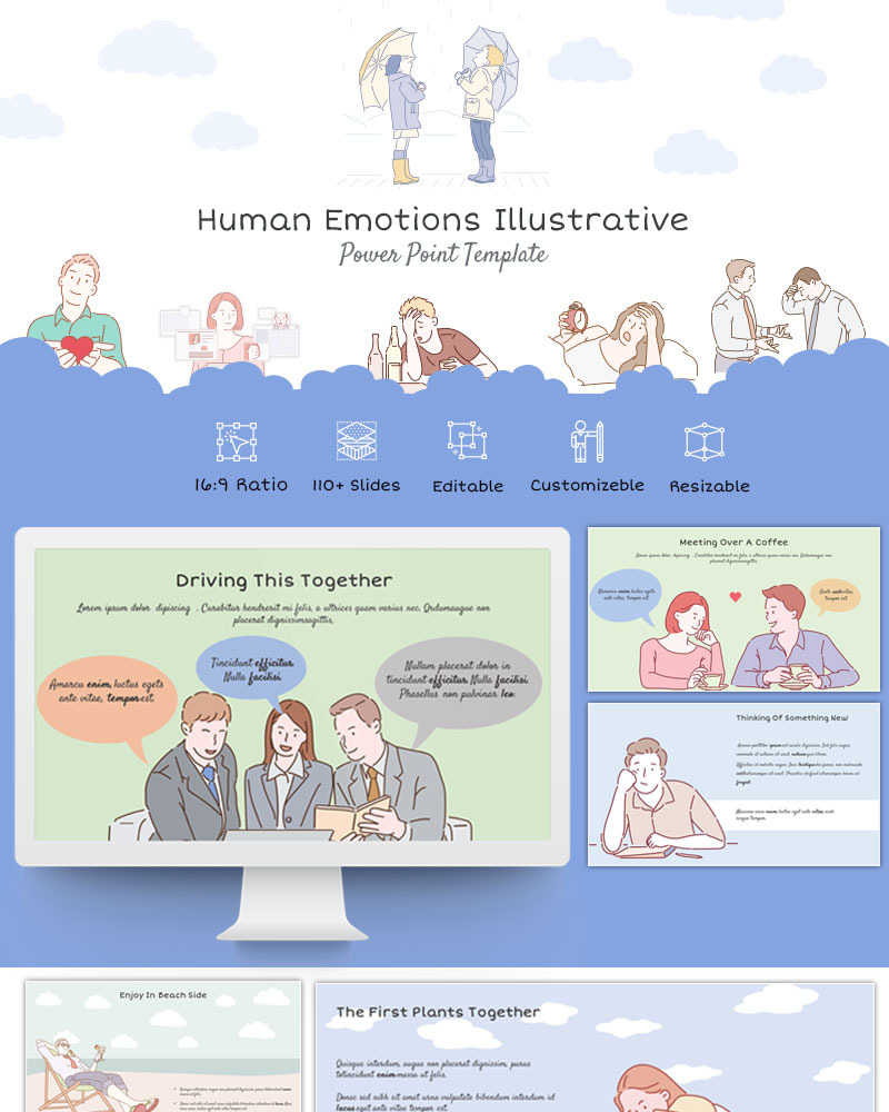 Human Emotions Illustrative PowerPoint template