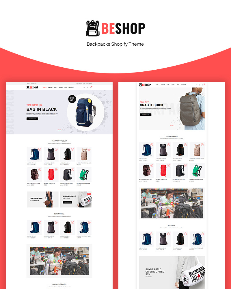 Beshop - Backpacks eCommerce Shopify Theme - TemplateMonster
