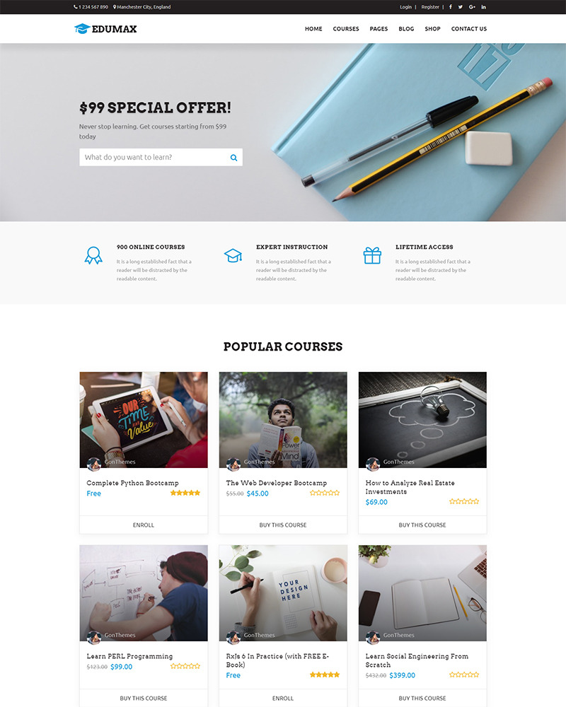 Edumax - Education Univeristy & Online Courses. WordPress Theme