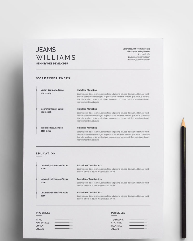 Classic and Clean Resume Template #71131 - TemplateMonster