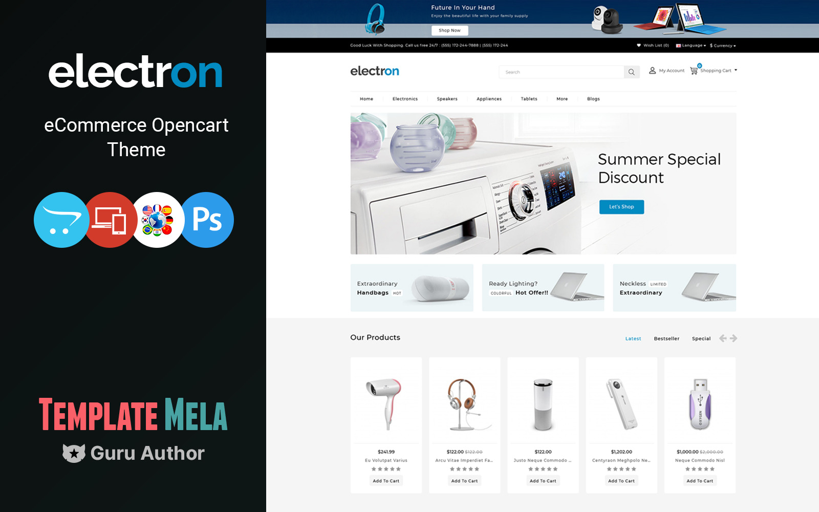 Electron Store OpenCart Template #71320 - TemplateMonster