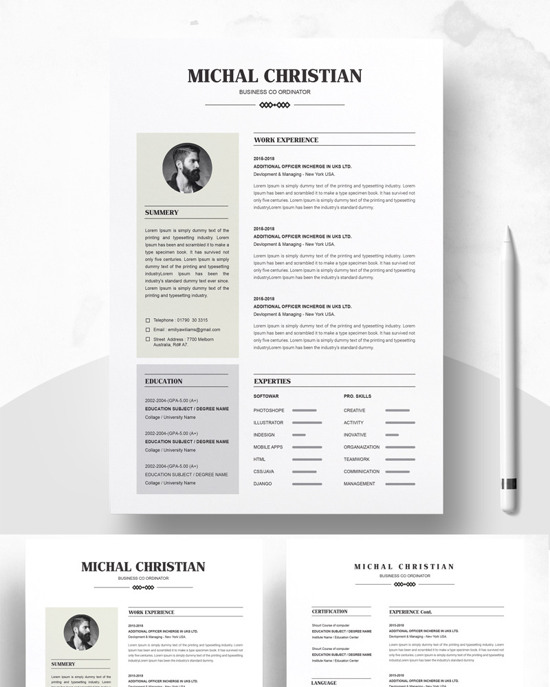 Michael Christian Resume Template #71451 - TemplateMonster