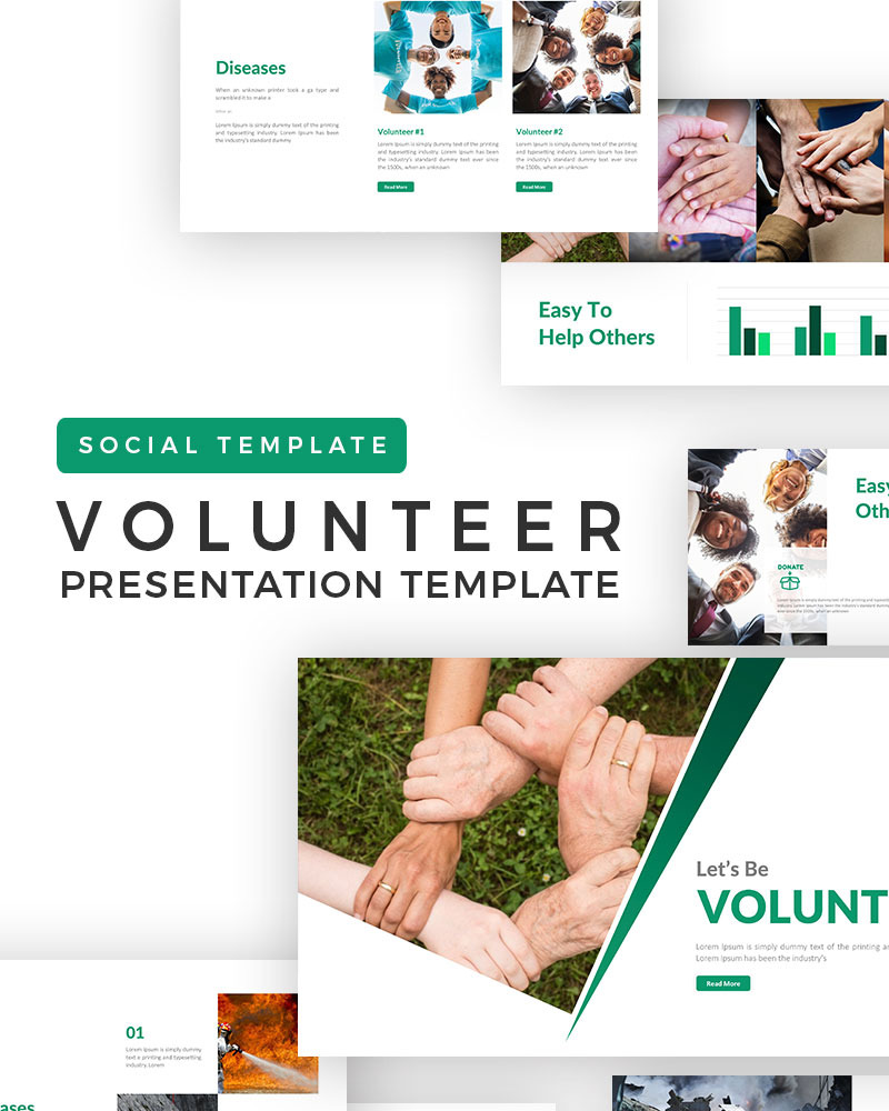 Volunteer Presentation PowerPoint template - TemplateMonster