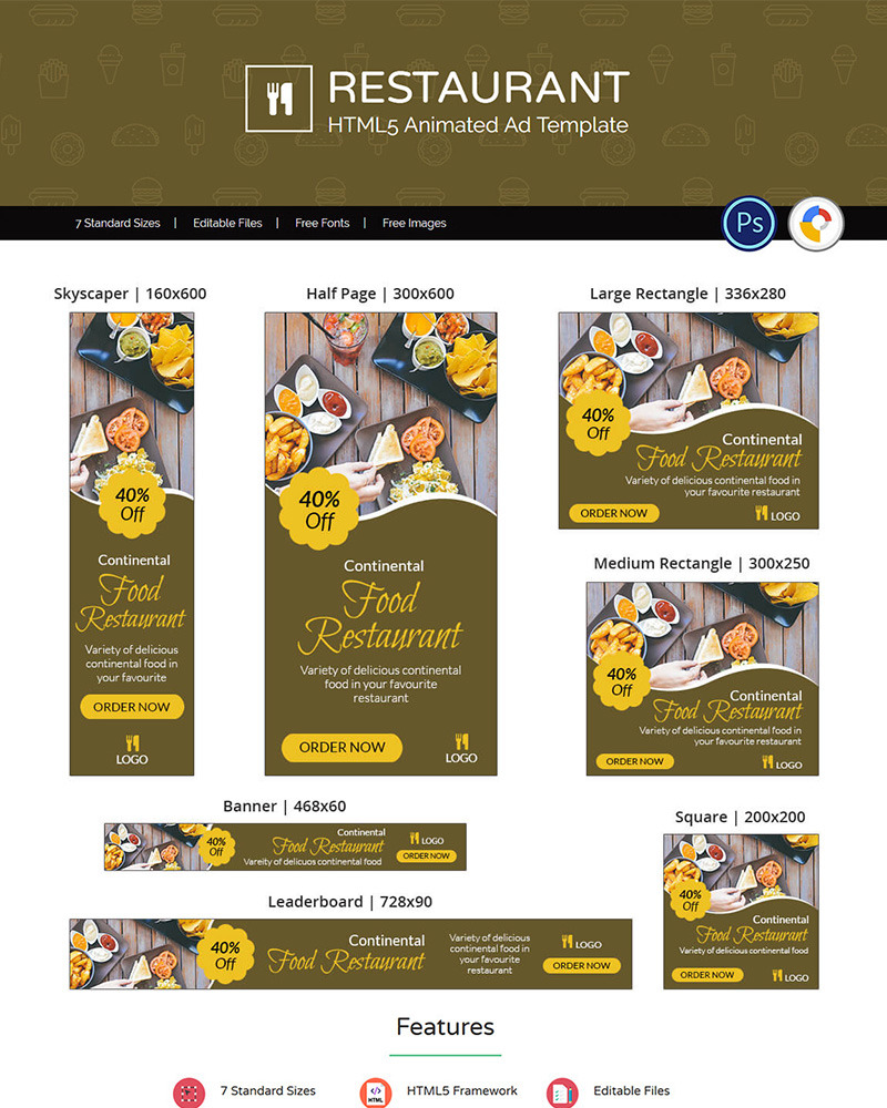 Food & Restaurant | Restaurant Ad Animated Banner