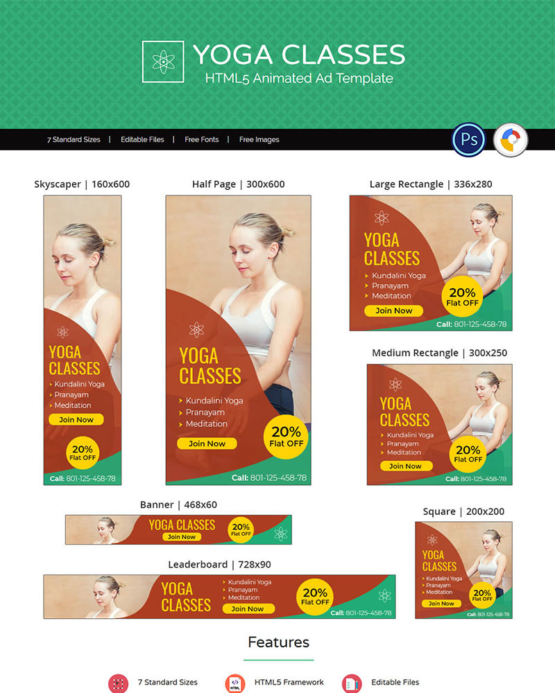 Health & Fitness | Yoga Classes Ad Animated Banner
