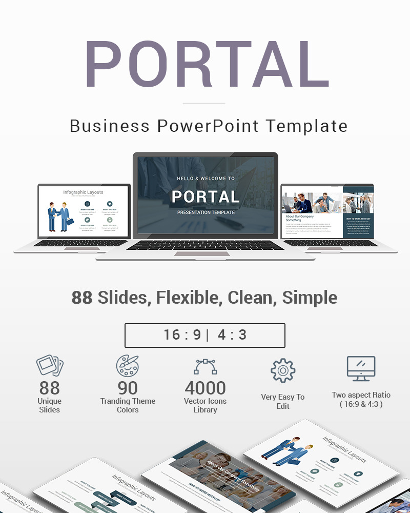 Modelo de Portal Business PowerPoint - TemplateMonster
