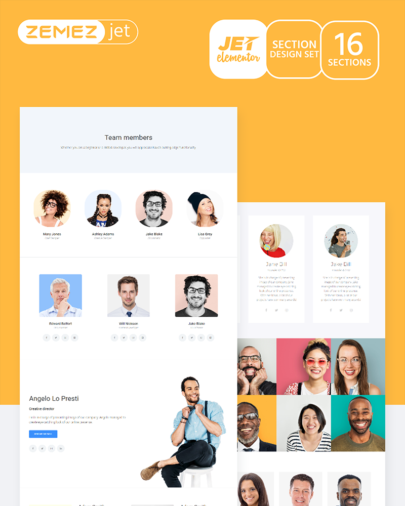 Staffer - Team Members Jet Sections Elementor Template