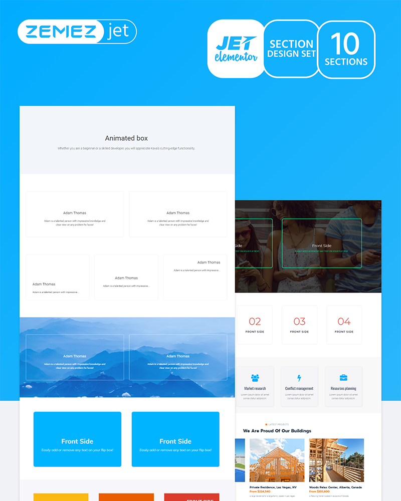Vividy - Animated Box Jet Sections Elementor Template