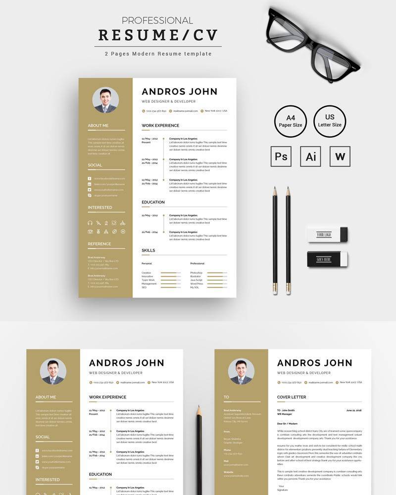 Andros John Word Resume Template #71850 - TemplateMonster