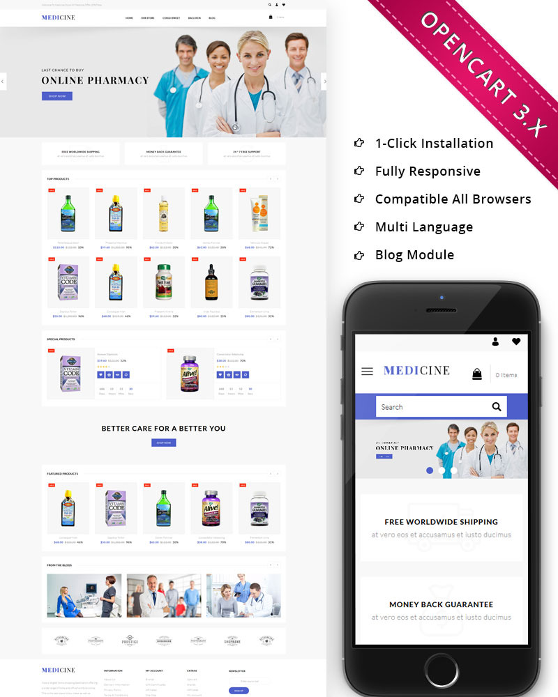 Medicine Store Responsive OpenCart Template - TemplateMonster