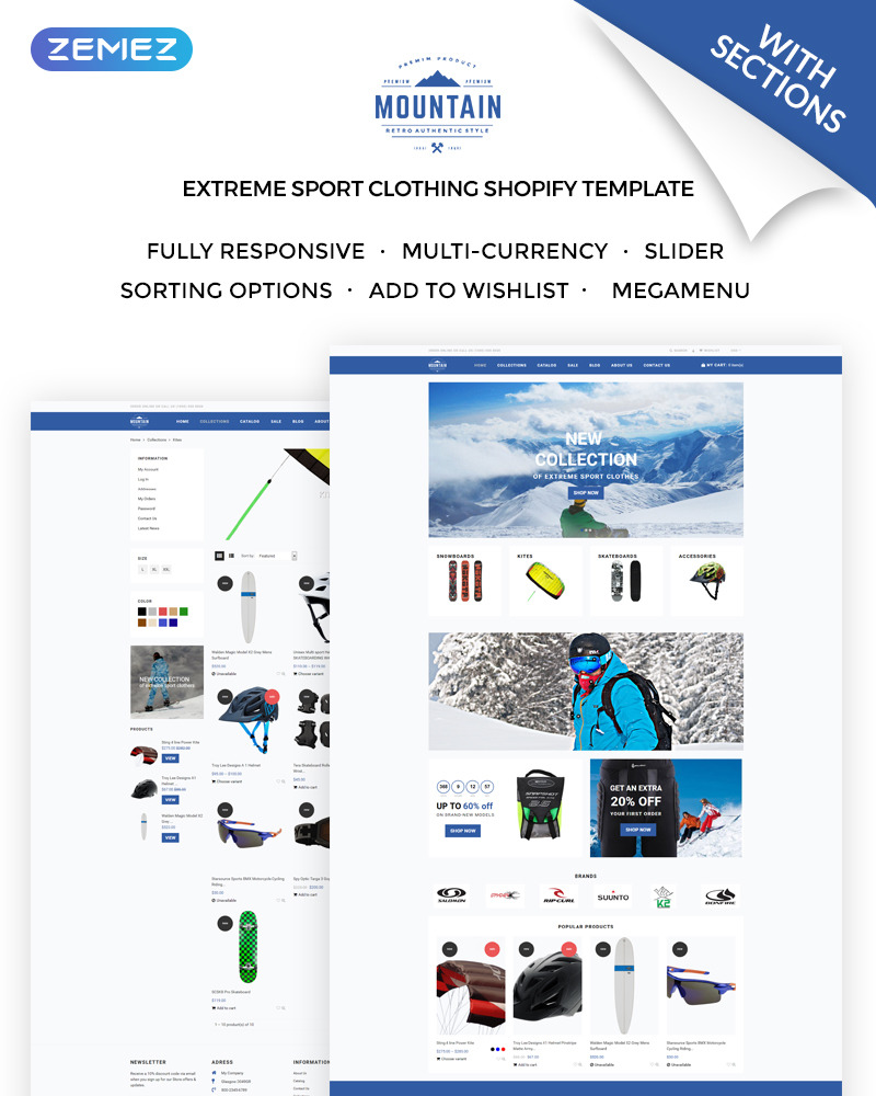 Mountain - Extreme Sport Clothing Store Shopify Theme #71921