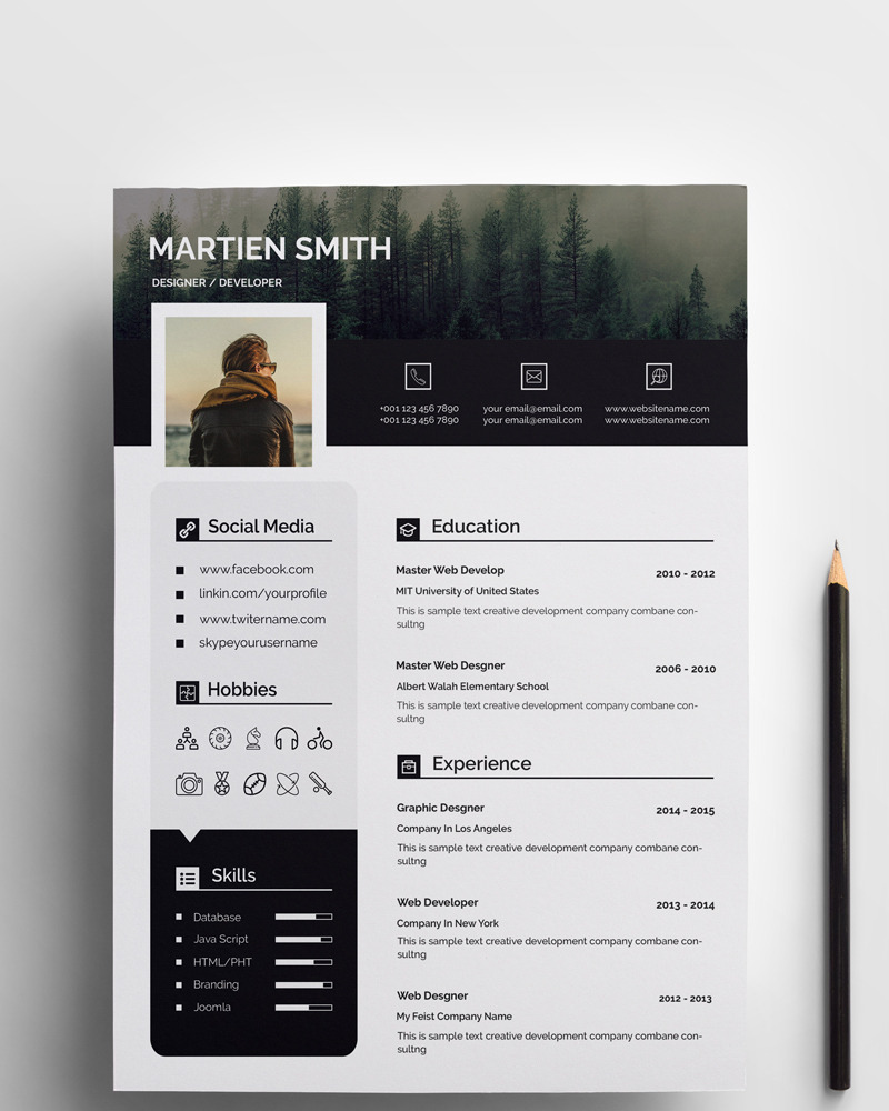 Martien Smith CV Resume Template #72015 - TemplateMonster