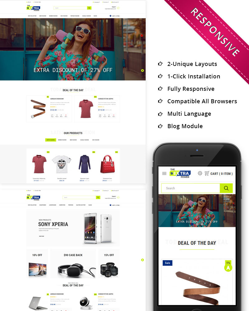 Extra Power Multi Purpose Responsive OpenCart Template