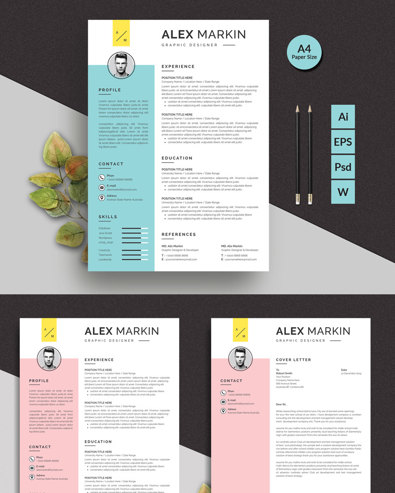 Alex Markin Modern Resume Template #73476 - TemplateMonster