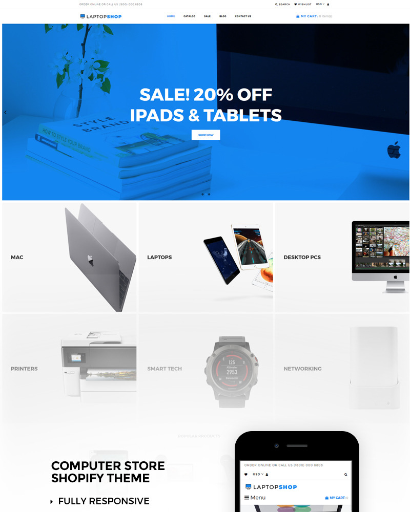 Laptopshop Shopify Theme #73466 - TemplateMonster