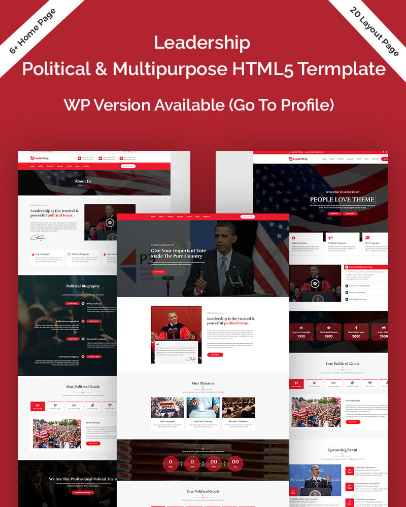 Leadership Political Bootstrap HTML5 Website Template