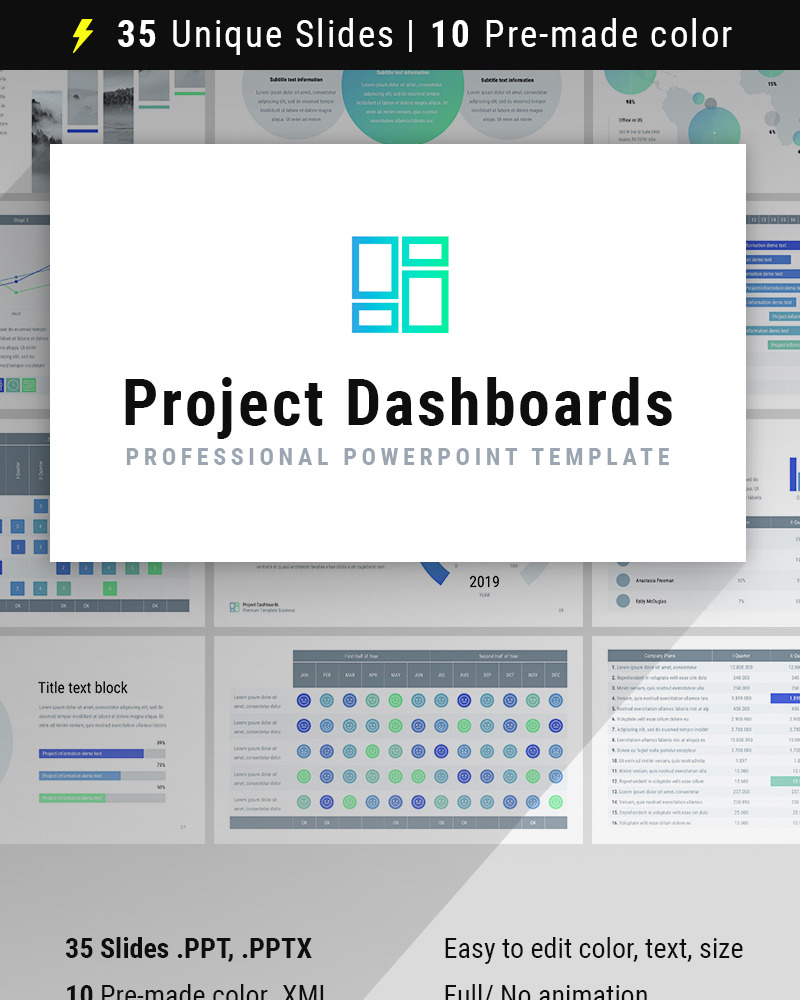 Project Dashboards for PowerPoint template - TemplateMonster