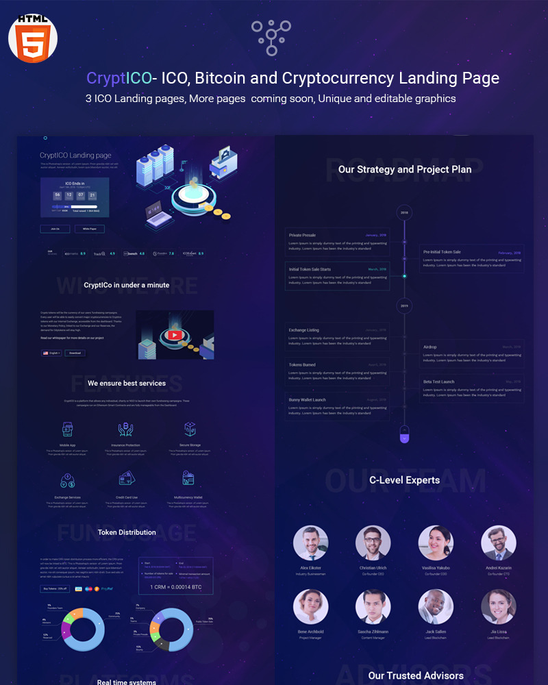 CryptICO - Bitcoin, ICO and Cryptocurrency Landing Page Template