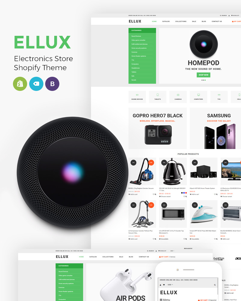 Ellux - Electronics Store Shopify Theme - TemplateMonster