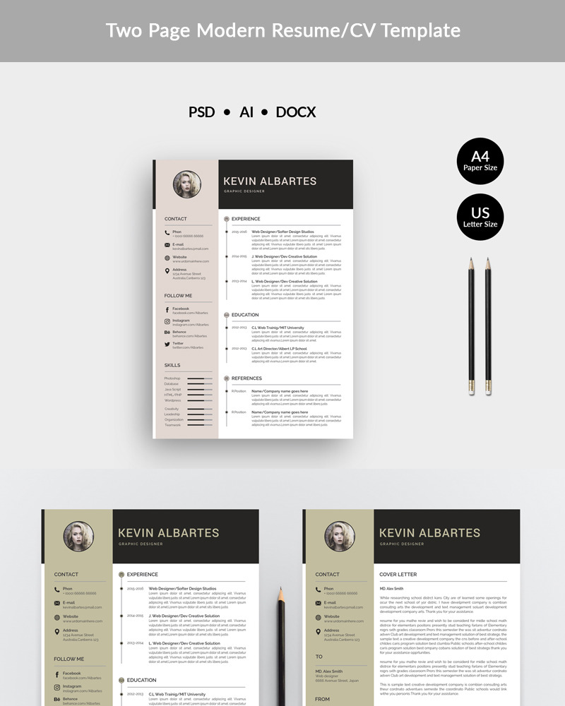 Kevin Albartes Modern Resume Template - TemplateMonster