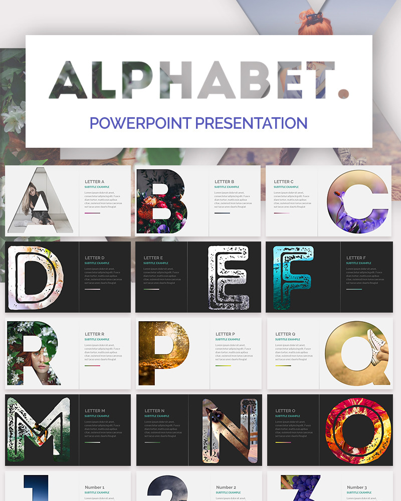 Alphabet Powerpoint PowerPoint template - TemplateMonster