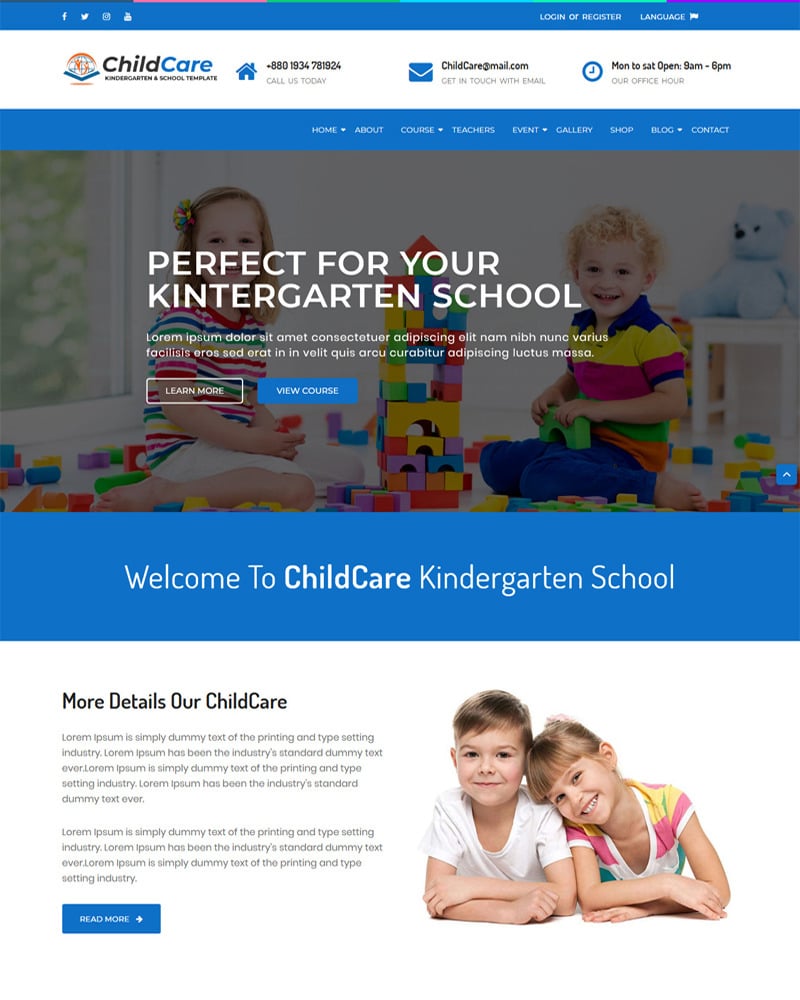 ChildCare - Kindergarten & School HTML Website Template