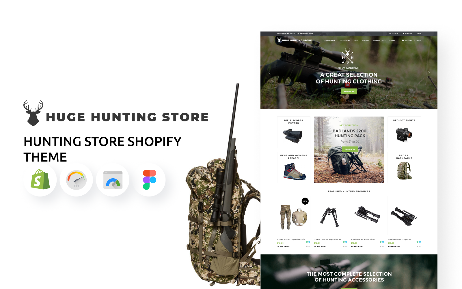Huge Hunting - Hunting Store Shopify Theme - TemplateMonster