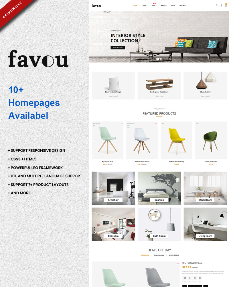 Favou - Furniture PrestaShop Theme #74117 - TemplateMonster