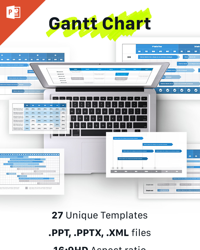Gantt Chart PowerPoint template #74202 - TemplateMonster