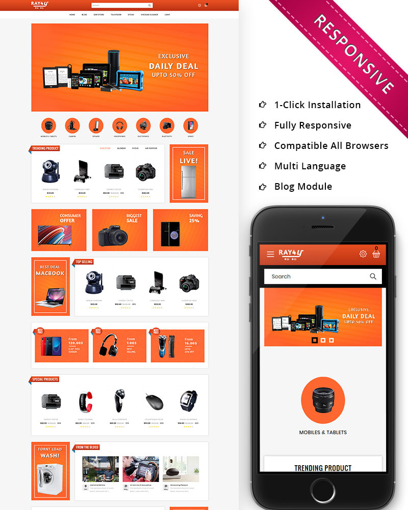 Ray4u Electronic Store Responsive OpenCart Template