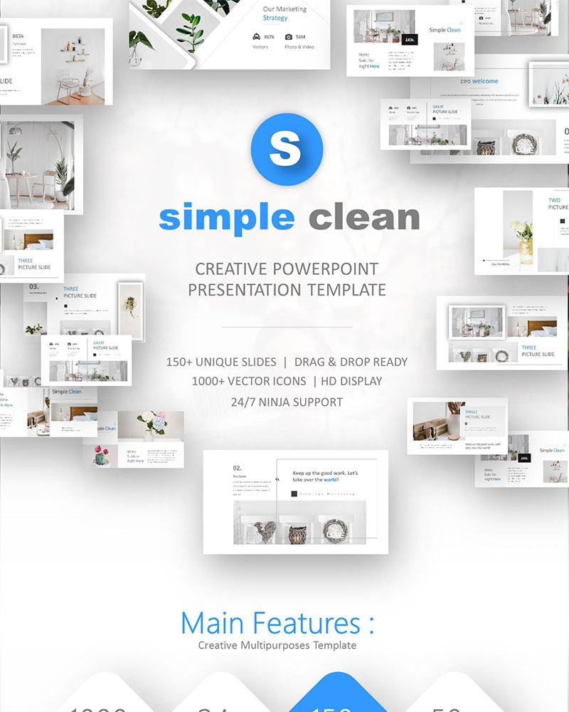 Simple Clean PowerPoint template #74242 - TemplateMonster