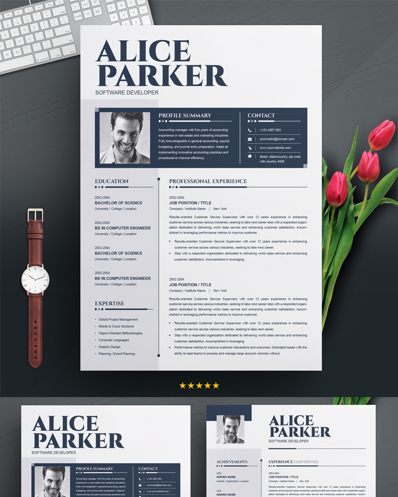 Alice Parker Resume Template #74369 - TemplateMonster