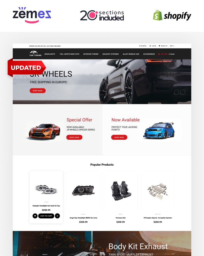 Car Tuning Shopify Theme #74365 - TemplateMonster
