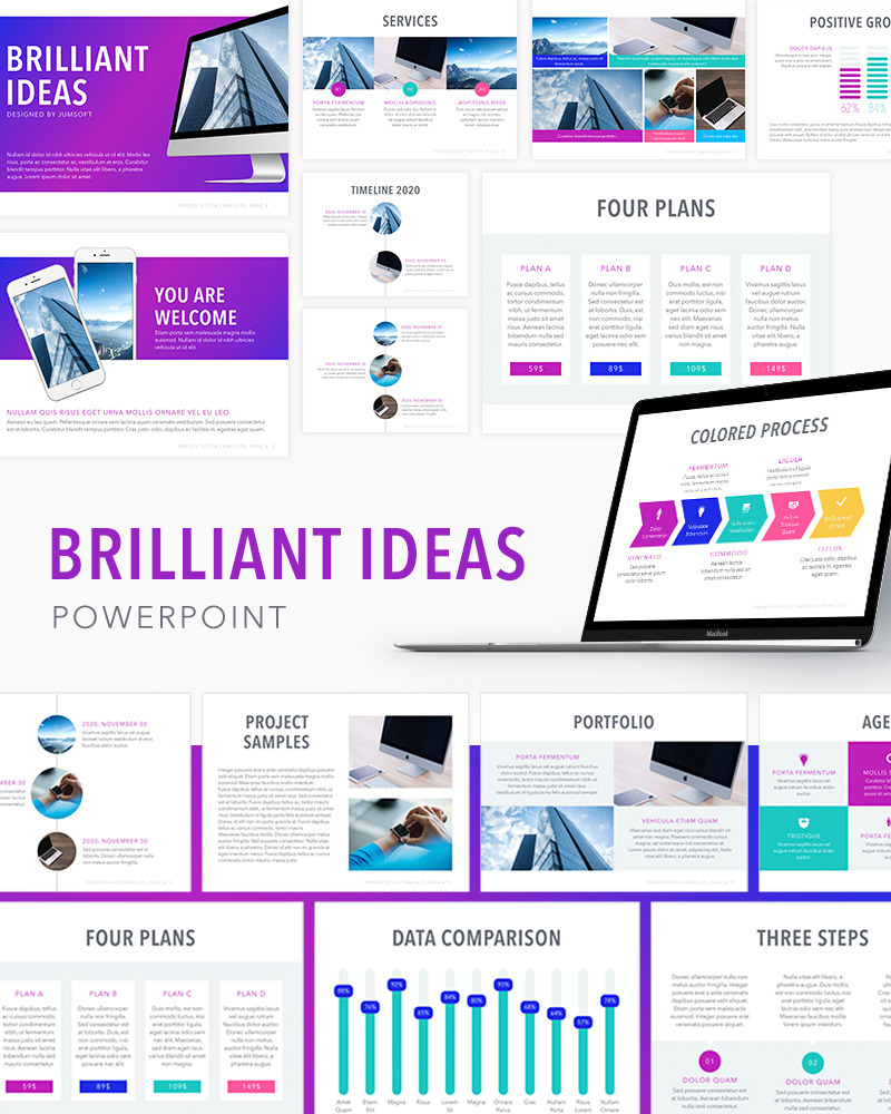 Modèle PowerPoint d'idées brillantes - TemplateMonster