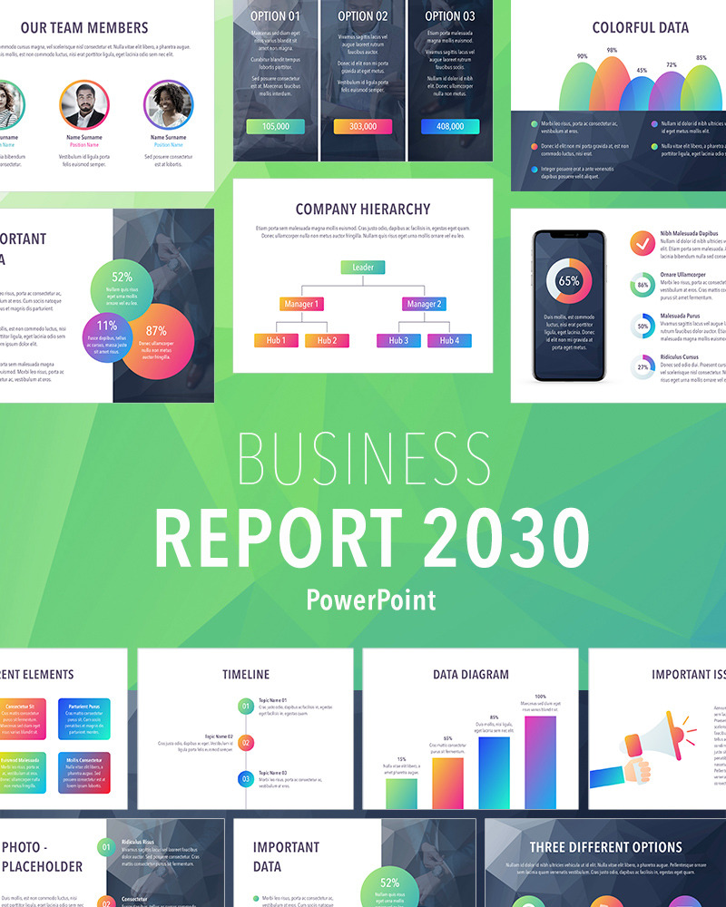 Business Report Colorite PowerPoint template